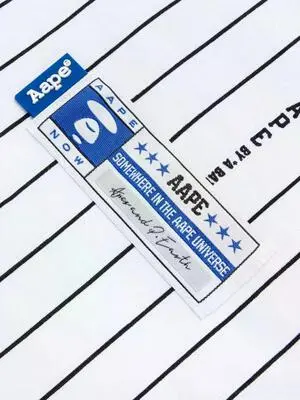 AAPE BY *A BATHING APE Moonface Patch Striped Baseball Shirt