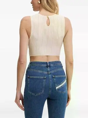Elisabetta Franchi Ribbed Crossover Knit Top - Neutrals