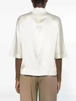 Peserico High-neck Short-sleeve Satin Top