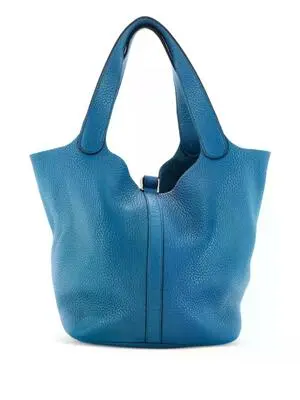 Hermès Picotin Lock Bag Clemence Mm Bucket Bag - Blue