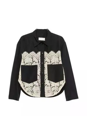 LITKOVSKA Lace-panelled Patch-pocket Shirt - Black