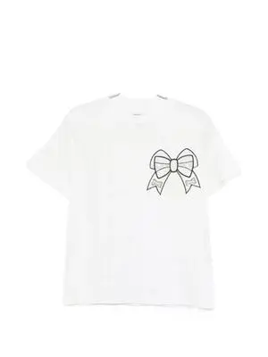 PARLOR Sequin-embellished Bow-motif T-shirt - White