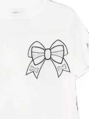 PARLOR Sequin-embellished Bow-motif T-shirt
