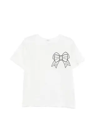 PARLOR Sequin-embellished Bow Motif T-shirt - White