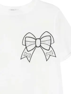 PARLOR Sequin-embellished Bow Motif T-shirt
