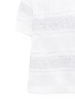 D.exterior Sequin-embellished Open-knit T-shirt