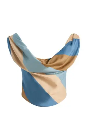 Staud Olivia" Geometric Silk Top - Stripe