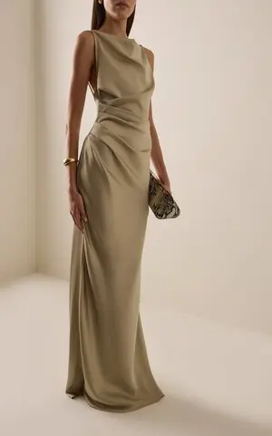 Amsale Spaghetti Strap Low Back Dress