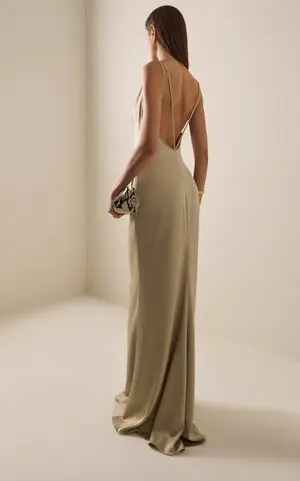 Amsale Spaghetti Strap Low Back Dress