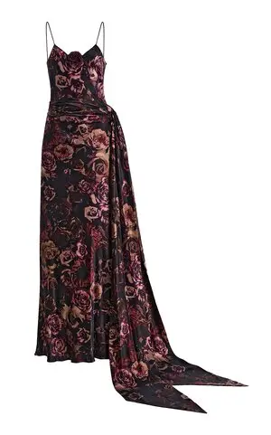 RODARTE Rose-print Silk-satin Gown