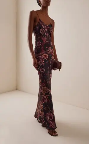 RODARTE Rose-print Silk-satin Gown
