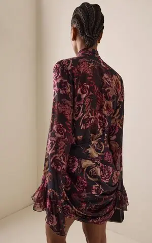 RODARTE Rose Ruffled Silk Chiffon Top