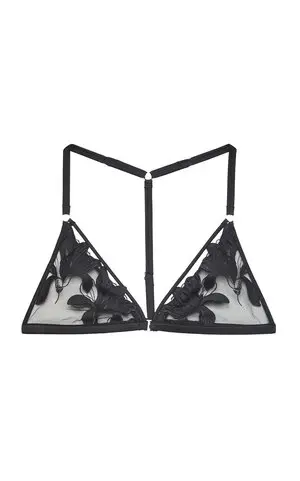 FLEUR DU MAL Lily Embroidery Racer Triangle Bra - Black