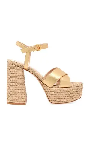 GIANVITO ROSSI Metallic Leather Platform Sandals - Gold