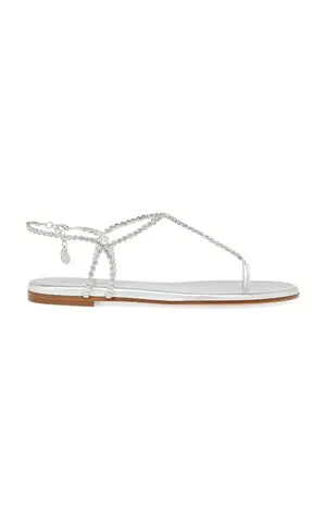 GIANVITO ROSSI Eternity Embellished Leather Thong Sandals - Silver