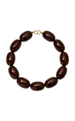 HEAVEN MAYHEM Isola Necklace Resin Beaded Statement Necklace - Brown