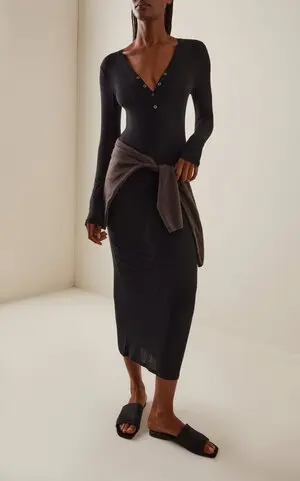 NEGATIVE Whipped Henley Dress - Black
