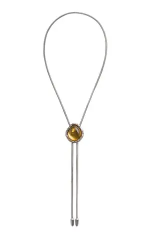 BOLOLA Rhodium-plated Brass Diamond And Citrine Necklace - Yellow