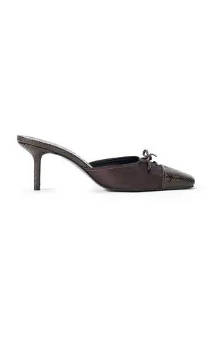 Staud Faye Leather Mules - Brown