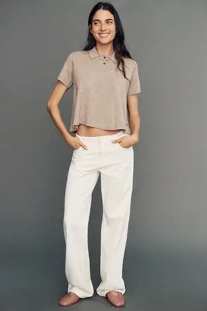 Maeve Swg Polo Top Beige