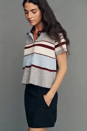 Maeve Swg Polo Top Multi Stripe