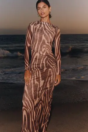 Suboo Long-sleeve Printed Midi Dress