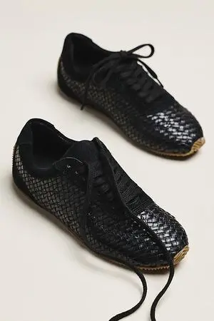 Maeve Woven Leather Sneakers Black