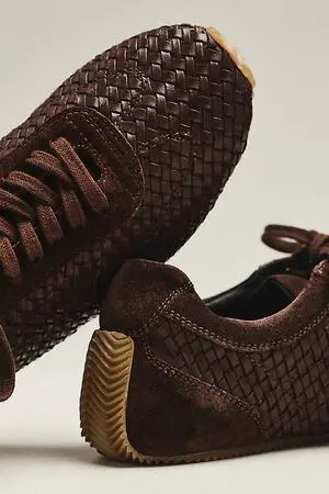 Maeve Woven Leather Sneakers - Chocolate