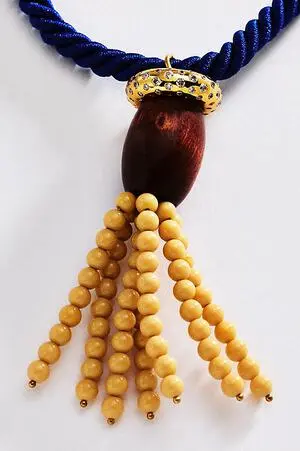 Timeless Pearly Corded Beaded Tassel Pendant Necklace