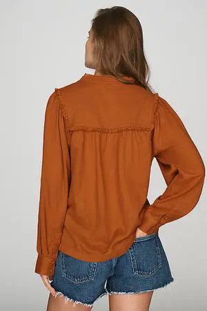 PILCRO 100% Cotton Ruffle Blouse