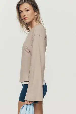 Maeve Waisted Long-sleeve Top Camel