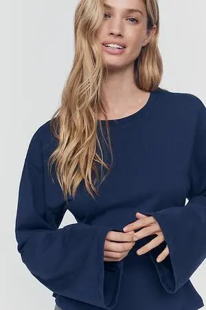 Maeve Waisted Long-sleeve Top - Navy