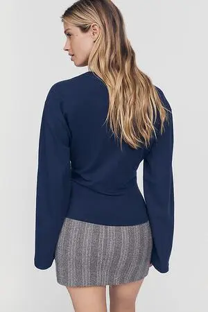 Maeve Waisted Long-sleeve Top - Navy