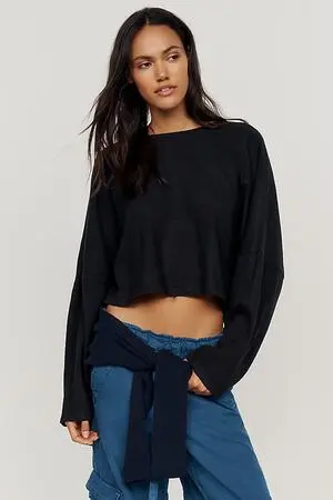 PILCRO Cotton Long-sleeve Top - Black