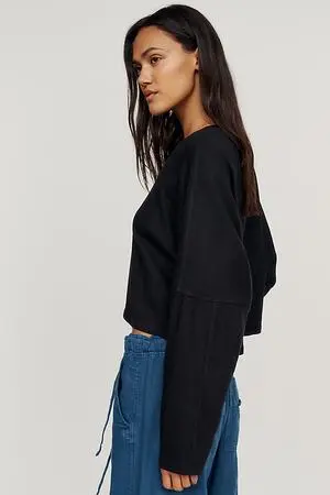 PILCRO Cotton Long-sleeve Top - Black