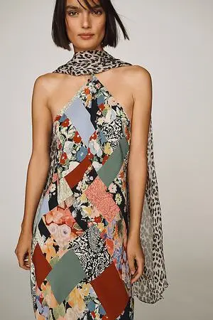 Rixo Hayley 100% Silk Scarf Slip Dress - Nina Patchwork Multi