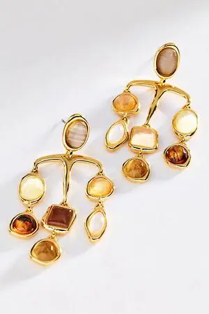 Anthropologie Gemstone Organic Drop Earrings - Neutral