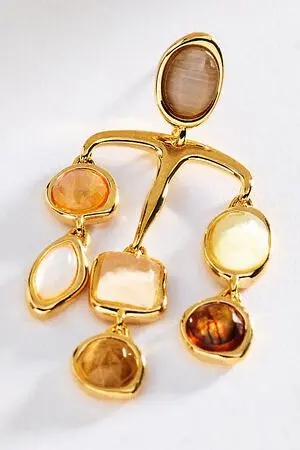 Anthropologie Gemstone Organic Drop Earrings - Neutral