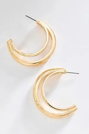 Anthropologie Crescent Hoop Earrgs - Gold