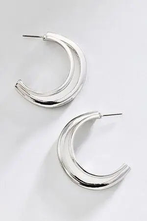 Anthropologie Crescent Hoop Earrgs - Silver