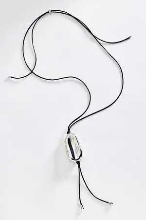 Anthropologie Corded Organic Pendant Necklace - Black/silver