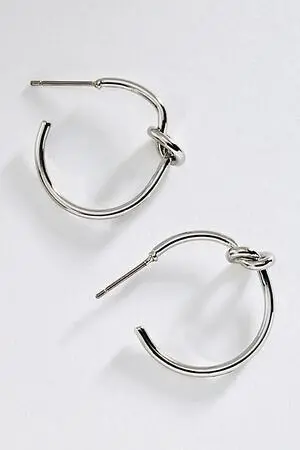 Anthropologie Knotted Hoop Earrgs - Silver