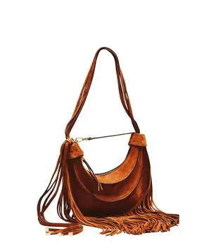 Farm Rio Suede Shoulder Bag With Fringe