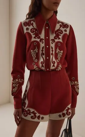 ALEMAIS Duke Embroidered Crepe Shirt