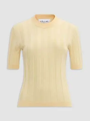 CALLAS MILANO Deeda Ribbed Crewneck Sweater - Yellow