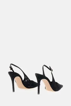 GIANVITO ROSSI Slingback Décolleté With Floral Lace Upper - Black
