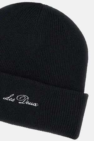 LES DEUX Signature Wool Beanie - Nero