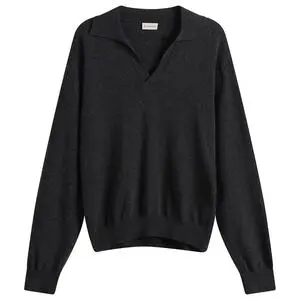 Moncler Cashmere Wool Open Collar Polo