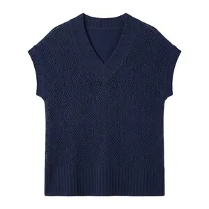 BRODIE CASHMERE Pointelle Knit V-neck Vest