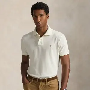 Ralph Lauren The Iconic Custom Slim Fit Mesh Polo - Natural